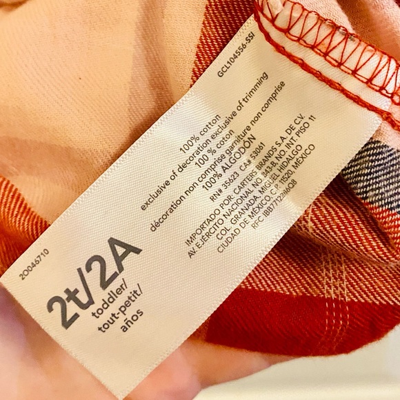 Carter's | Dresses | New Carters Red Long Sleeve Plaid Shirt Dress ...